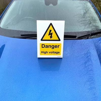 Danger High Voltage Sign for EV Workshops | Warwick Test Supplies