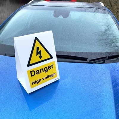 Danger High Voltage Sign for EV Workshops | Warwick Test Supplies